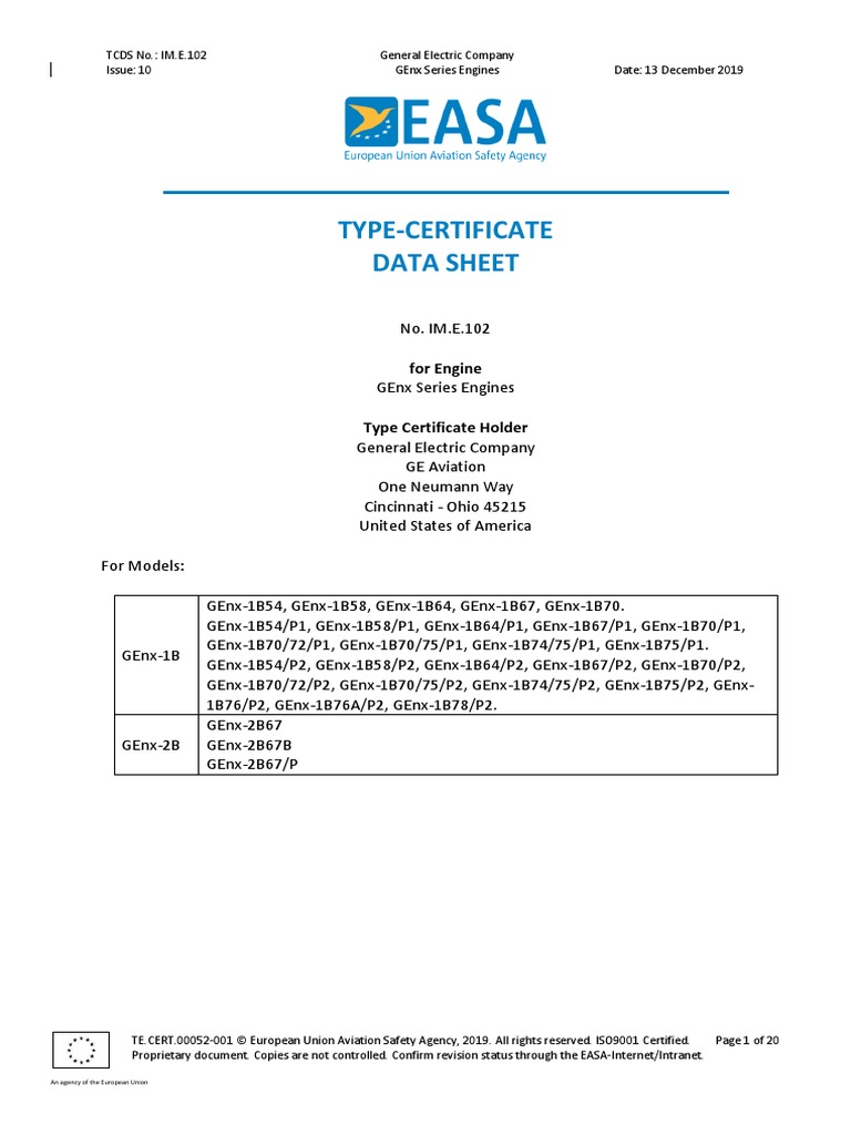 TCDS IM E 102 - Issue10 - 20191213 | PDF | Business | Computers