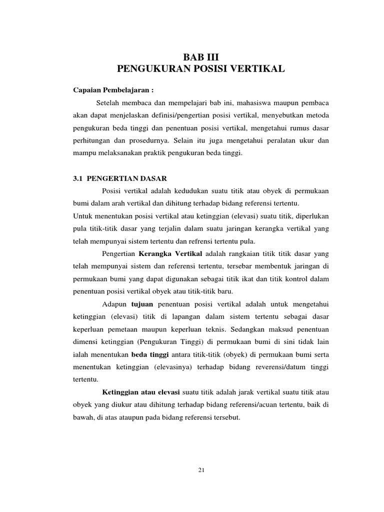 BAB III PENGUKURAN POSISI VERTIKAL Edit - 2020 | PDF