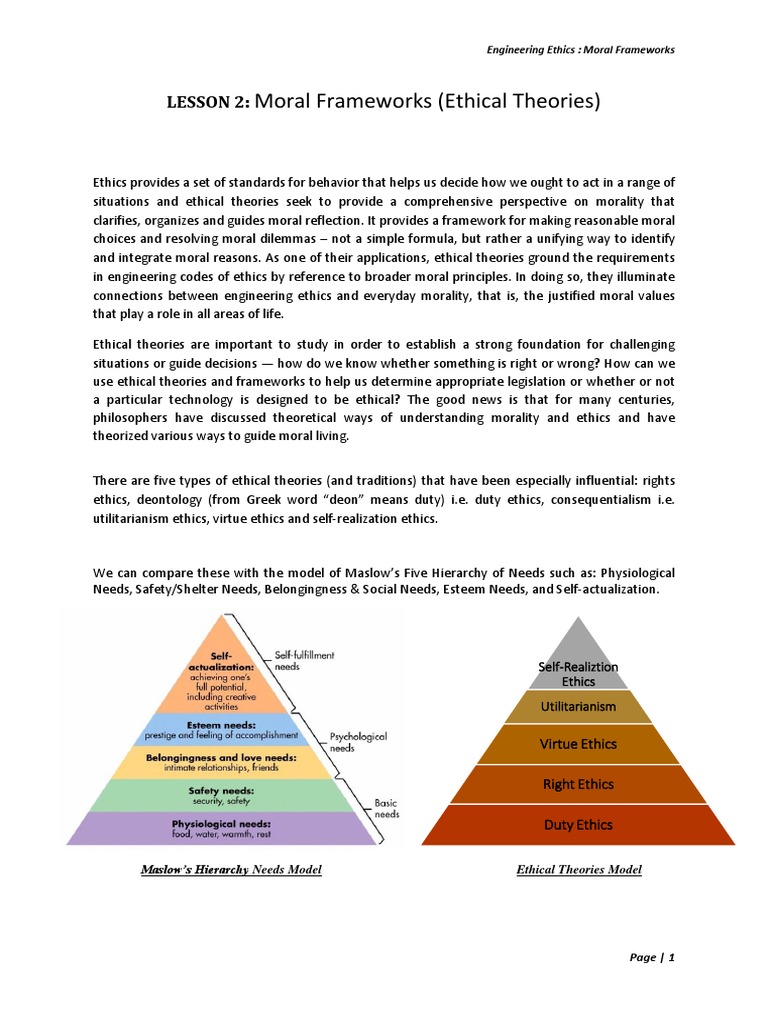 Lesson - 2 - Moral Frameworks (Ethical Theories) | PDF | Utilitarianism ...