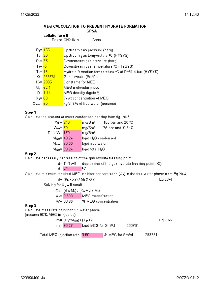 GPSA MEG Calculation | Download Free PDF | Water | Gases