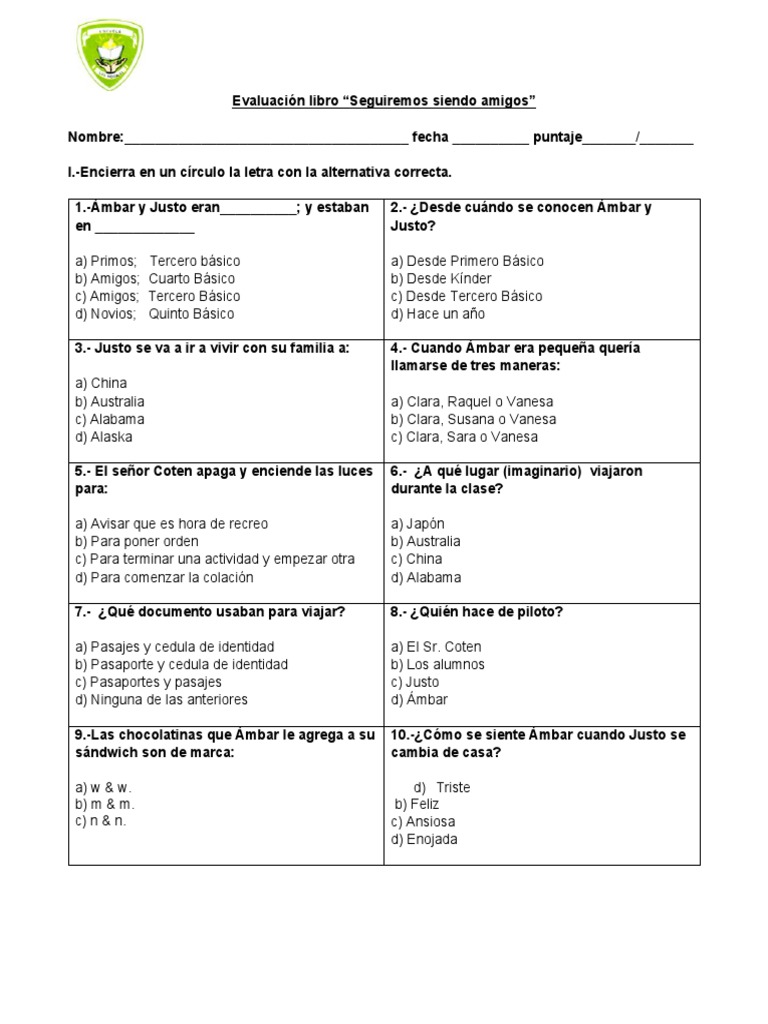 Prueba Seguiremos Siendo Amigos | PDF