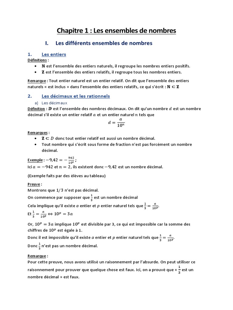 Les ensembles de nombres en mathématiques | PDF | Nombre rationnel ...