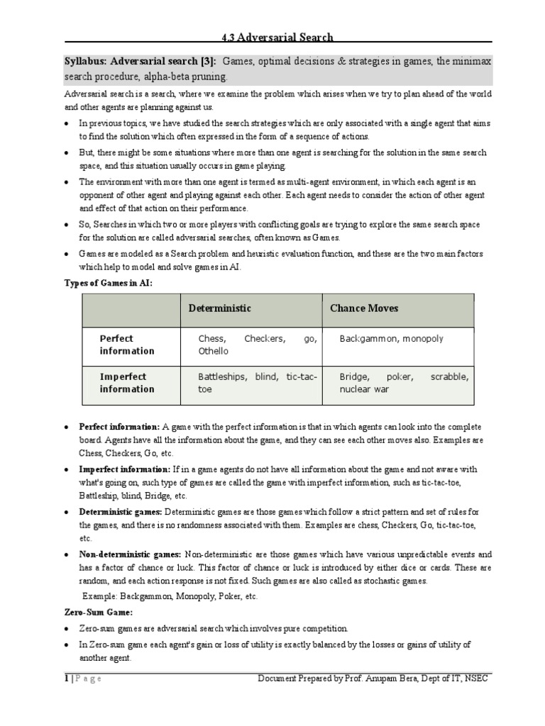 4.3 Adversarial Search | PDF | Applied Mathematics | Algorithms And Data Structures