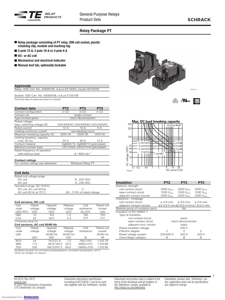 Schrack Relay Package PT: General Purpose Relays Product Sets | PDF ...