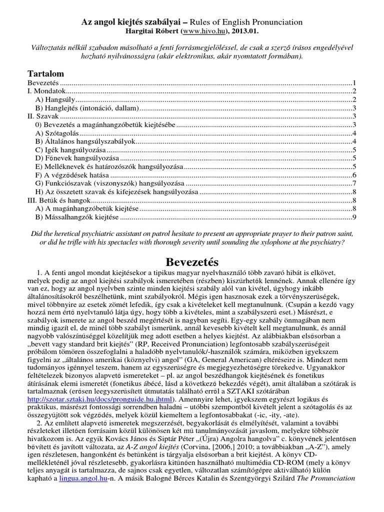 Angol Kiejtés Szabályai | PDF