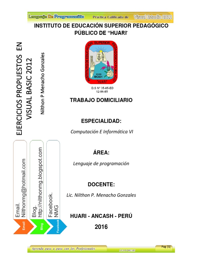 Ejercicios De Visual Basic 2012 Pdf Básico Informática 9517