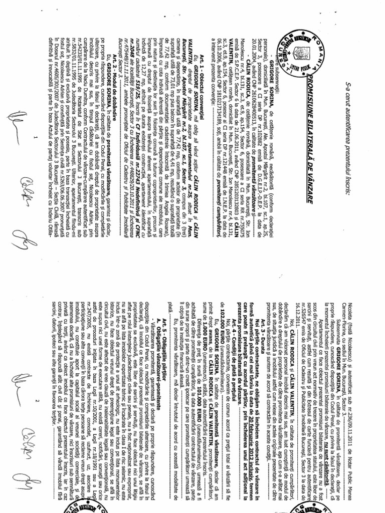 Antecontract Vanzare-Cumparar | PDF