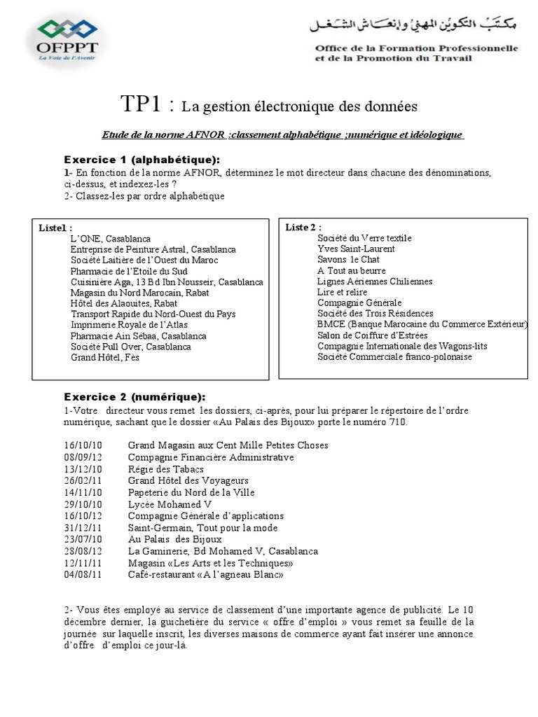 TP1 Ged | PDF | Affaires