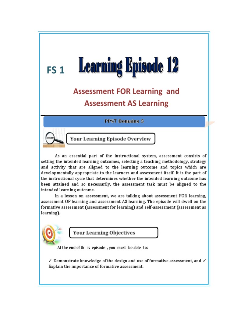 Assessing Learning: Formative Assessment, Self-Assessment, and the Importance of Checking for ...
