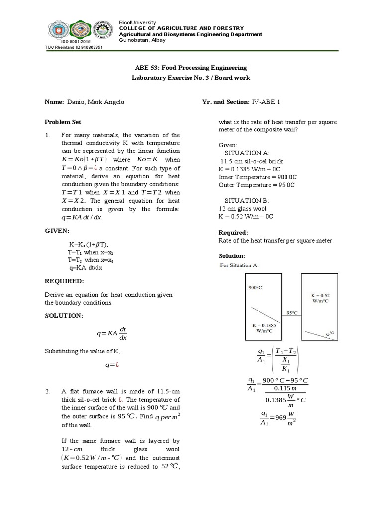 Problem Sets Danio | PDF | Heat Transfer | Thermal Conduction