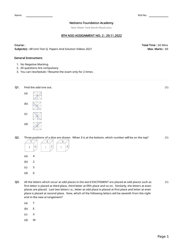 8TH Nso Assignment 02 | PDF