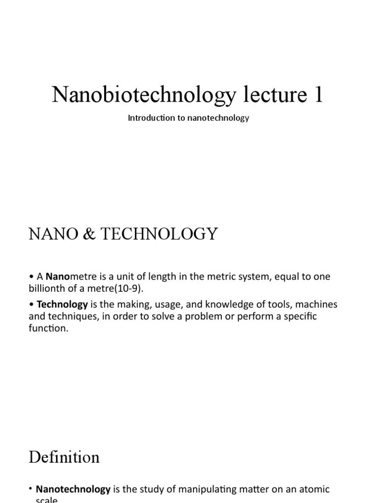 Introduction to Nanobiotechnology | PDF | Nanotechnology | Chemistry