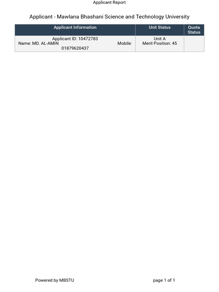 Applicant - Mawlana Bhashani Science and Technology University | PDF Applicant - Mawlana Bhashani Science and Technology University | PDF
