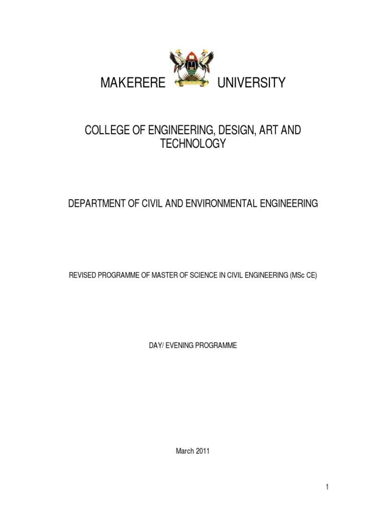 MSc in Civil Engineering Curriculum | PDF | Academic Degree | Thesis