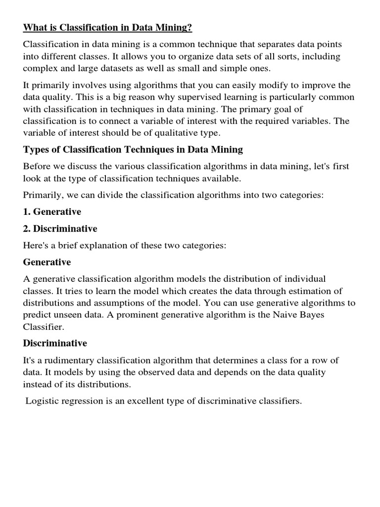 Data Mining Notes Pdf Statistical Classification Internet And Web 