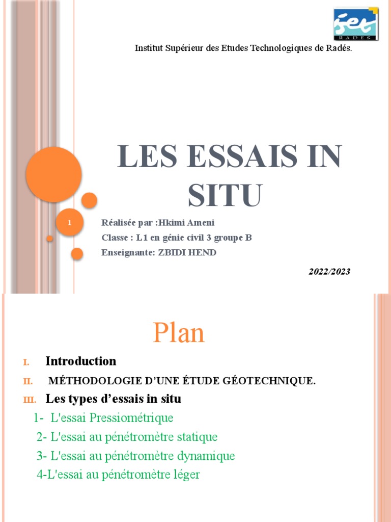 Les Essais in Situ Ameni | PDF
