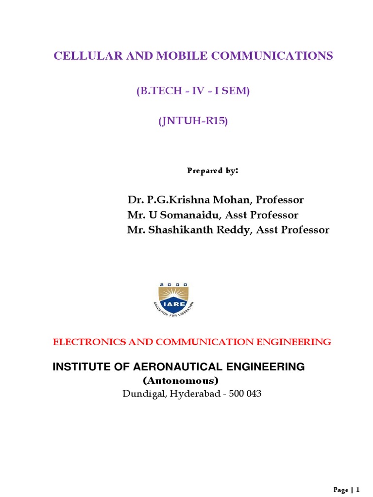 Cmc Lecture Notes Pdf 3 G Cellular Network