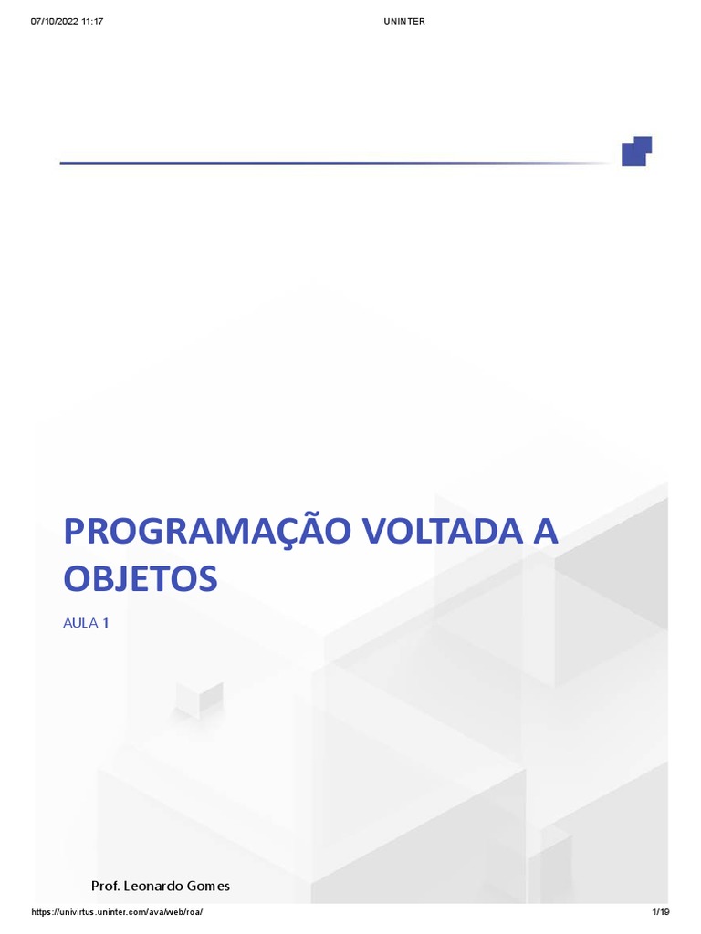 Programação Orientada A Objetos Com Java Introdução Aos Paradigmas De Programação E História Da