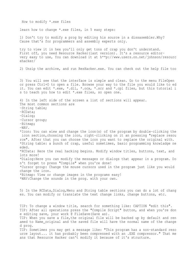 How To Modify Exe Files | PDF