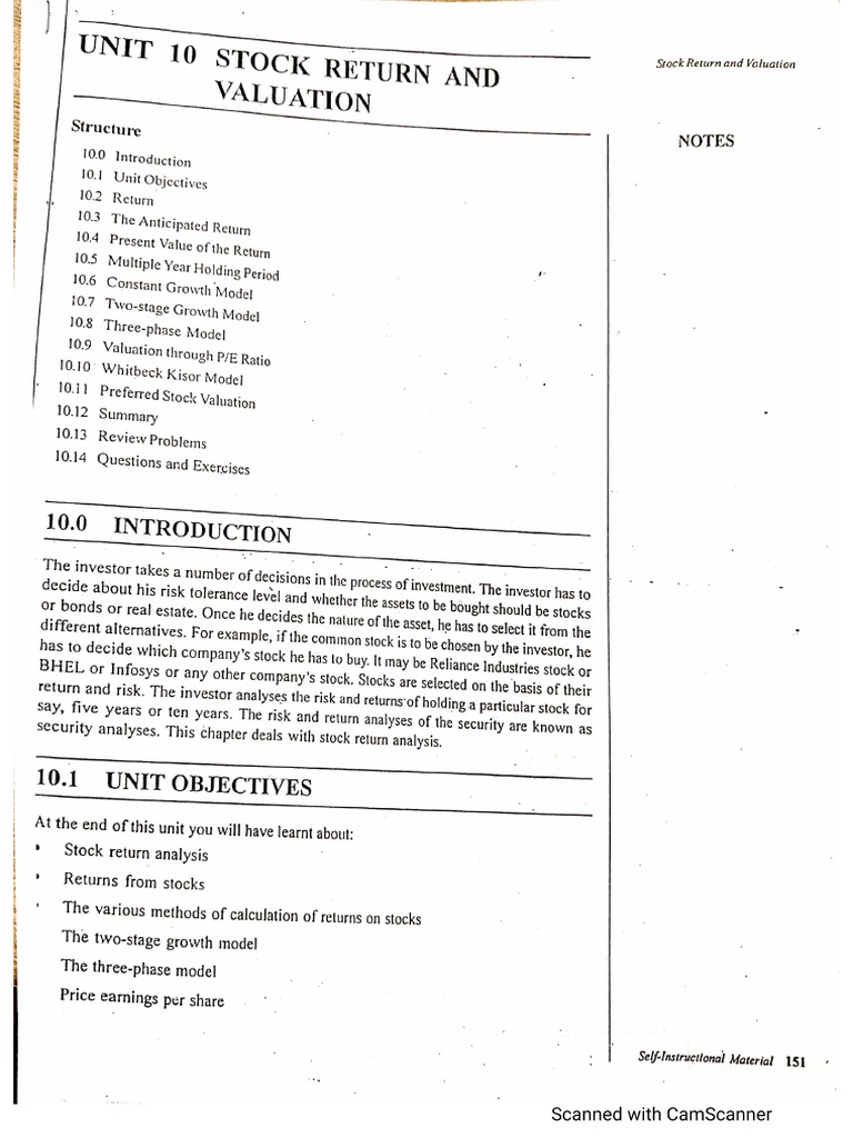 Stock Return and Valuation | PDF