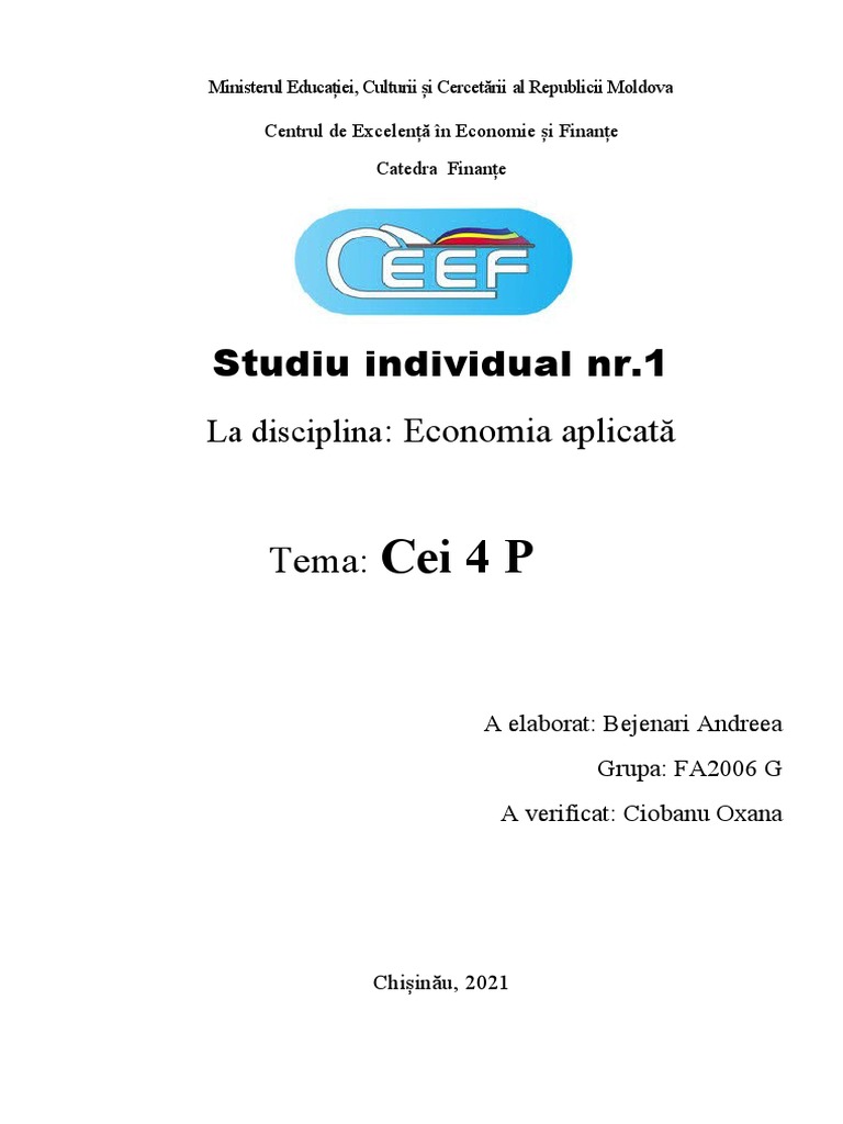 Cei 4 P: Studiu Individual nr.1 | PDF