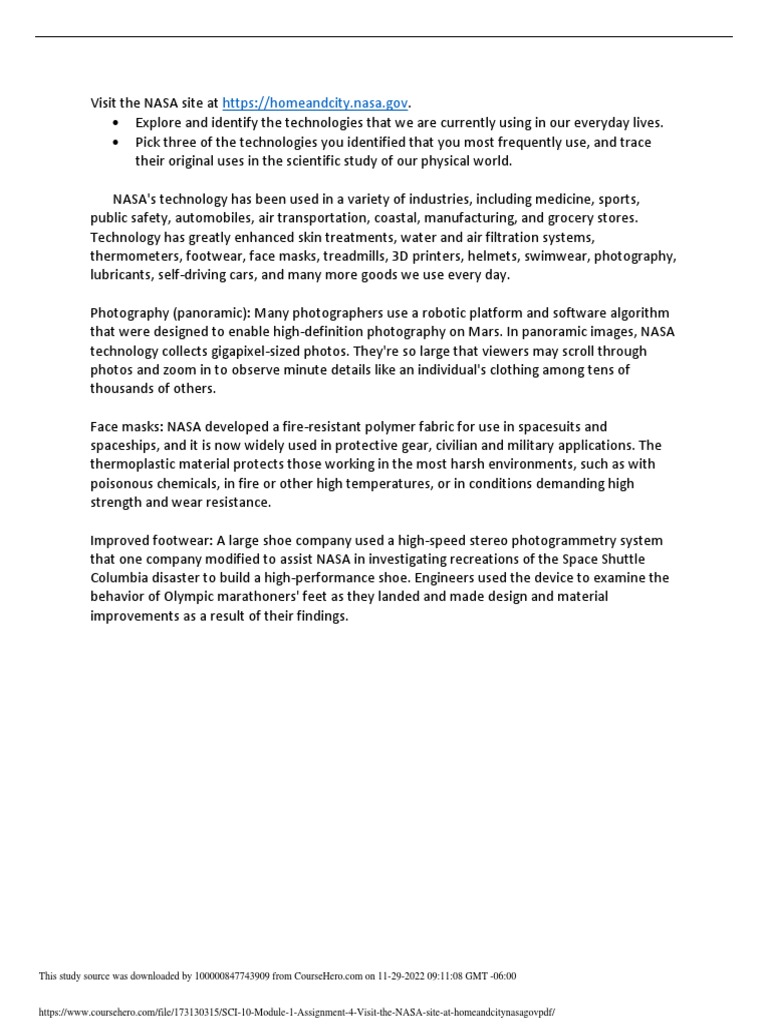SCI 10 Module 1 Assignment 4 Visit The NASA Site at Homeandcity - Nasa ...