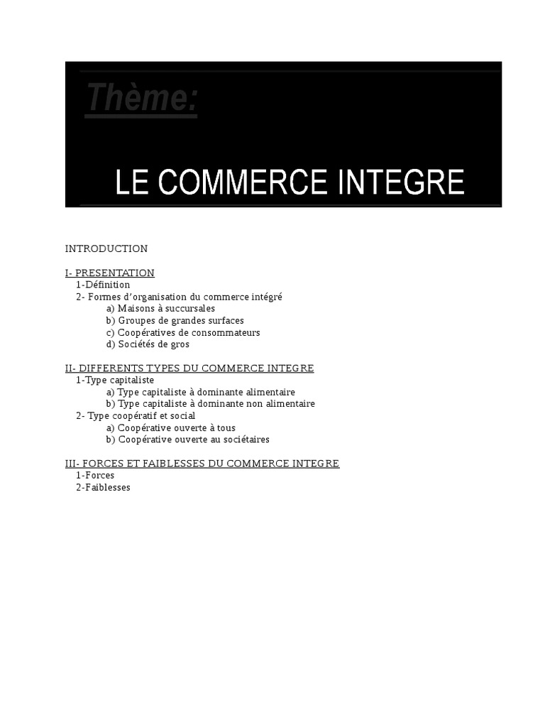 Commerce Intégré : Définition et Types | PDF | Commerce | Coopérative
