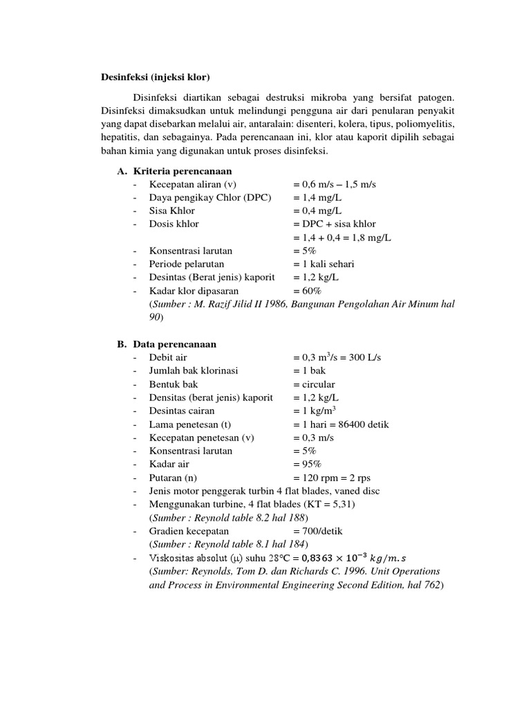 Perencanaan Bak Desinfeksi Air | PDF | Metode & Bahan Ajar | Sains ...