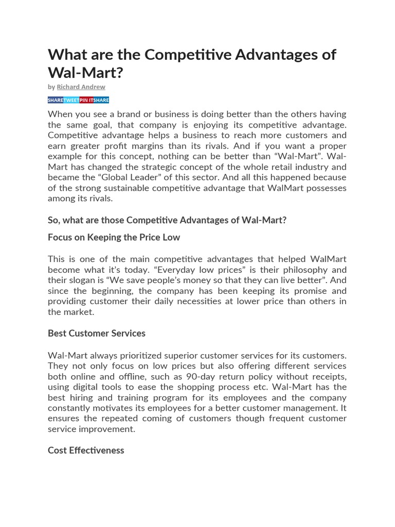Wall Mart Analysis | PDF | Walmart | Competitive Advantage