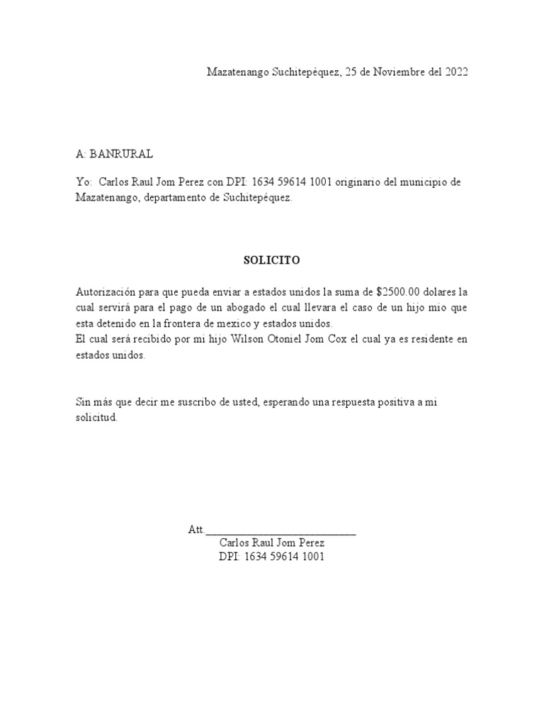 Carta Banrural | PDF | Derecho