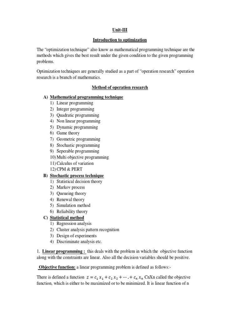 Aem Unit 3 Pdf Mathematical Optimization Linear Programming