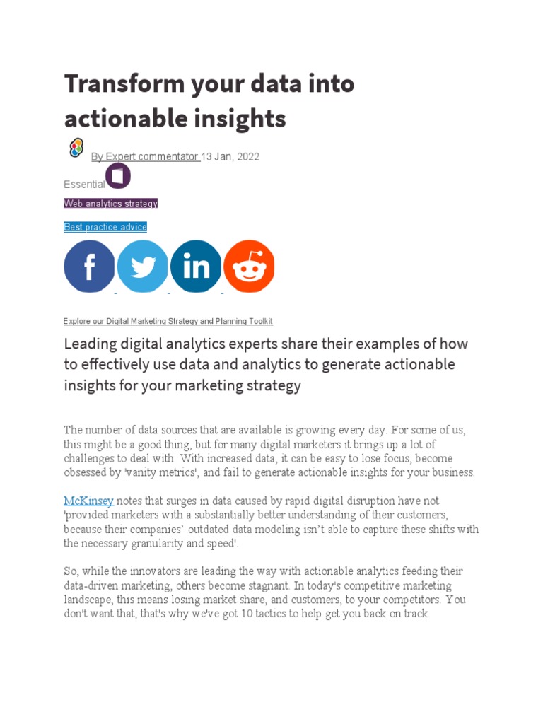 Transform Your Data Into Actionable Insights | PDF | Analytics ...