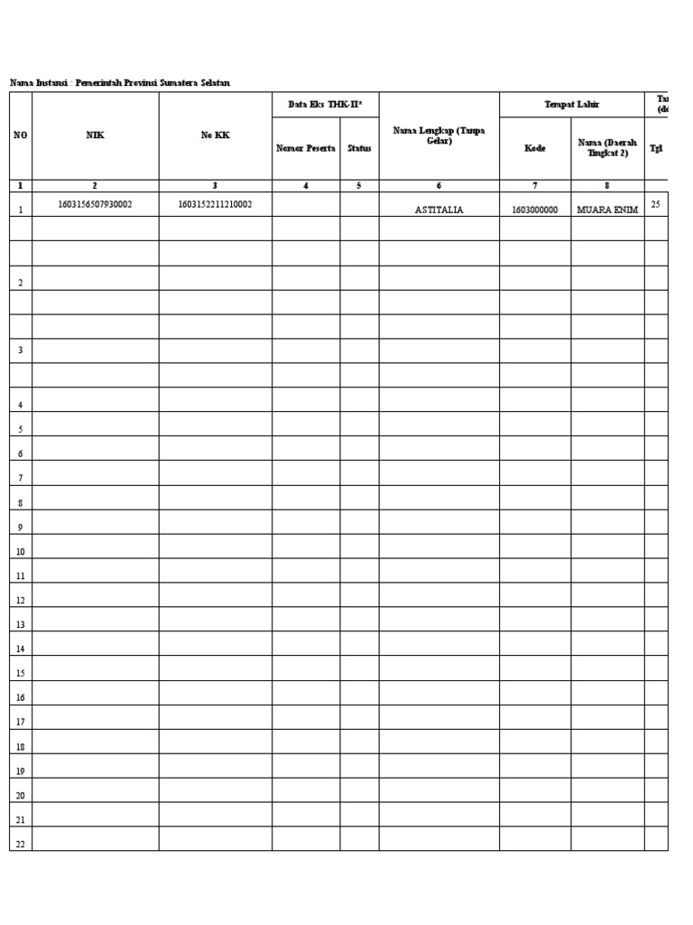 File Excel Asti Baru | PDF