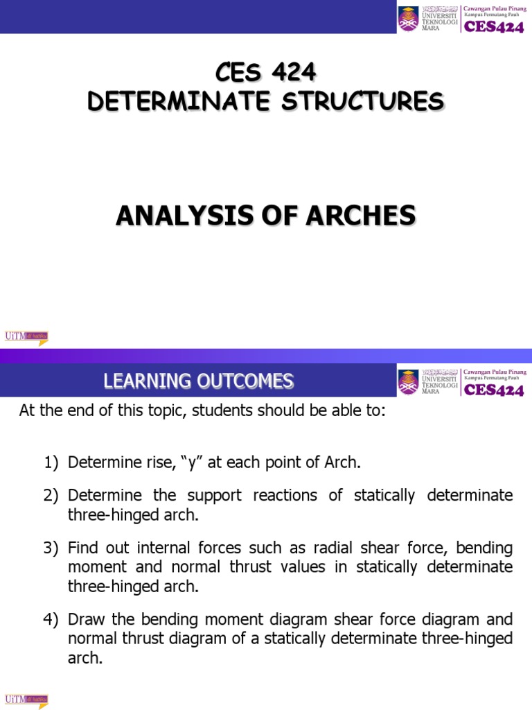 Week 2 CES424 - Analysis of Arches | PDF | Beam (Structure) | Physics