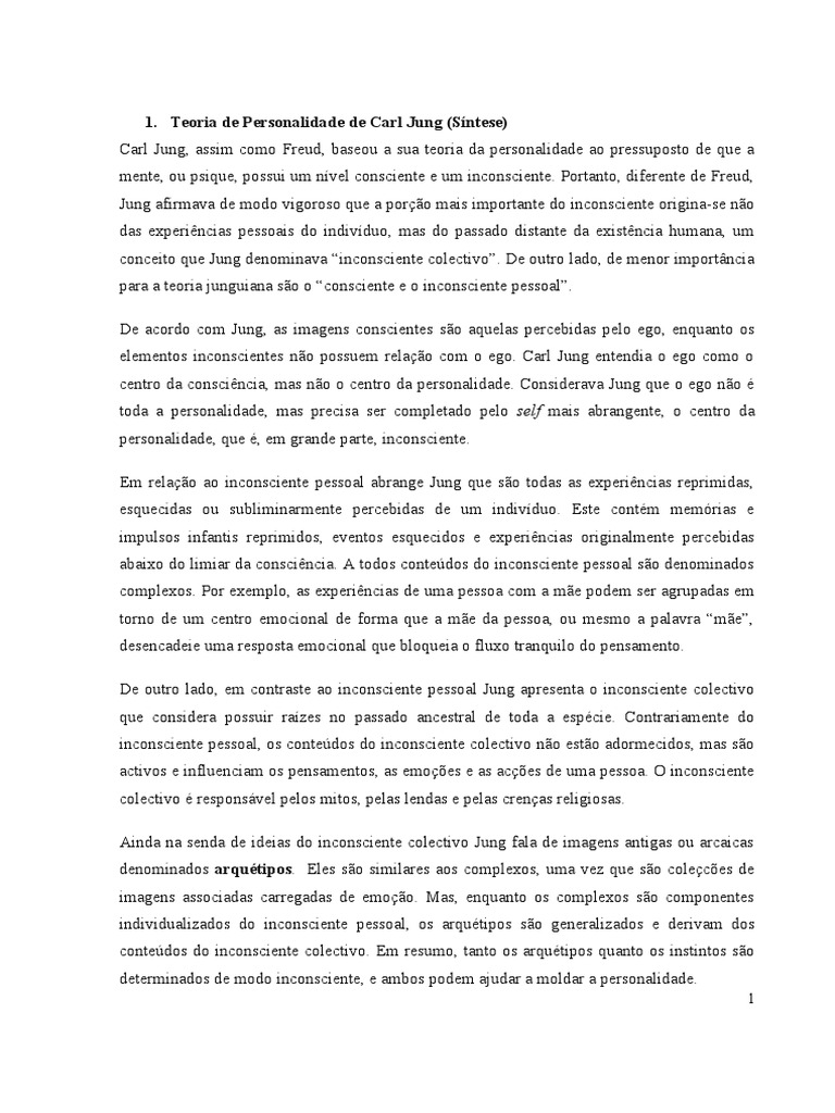 Teoría de la Personalidad de Jung | PDF | Filosofía | Relaciones ...