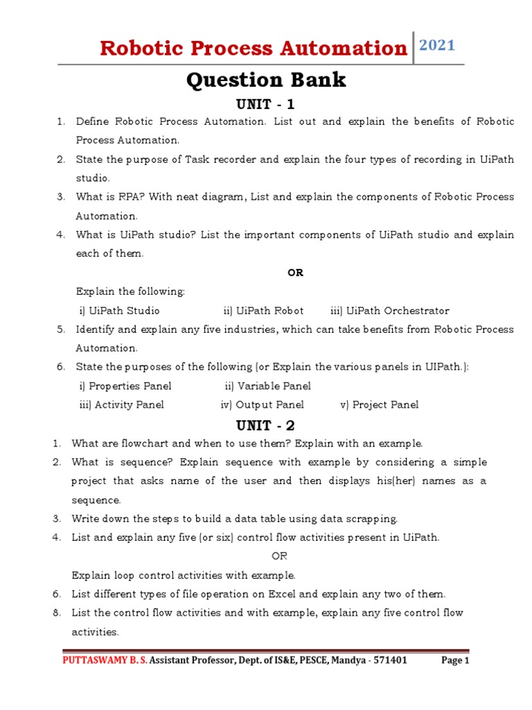 RPA Question Bank: A Comprehensive Collection of Questions on Robotic ... RPA Question Bank: A Comprehensive Collection of Questions on Robotic ...