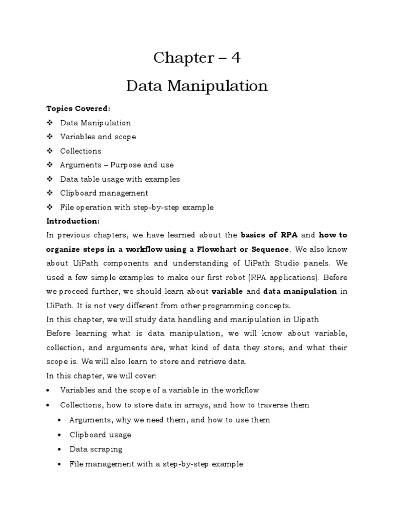 Chapter-4 Data Manipulation | PDF | Computer Data Storage | Microsoft Excel