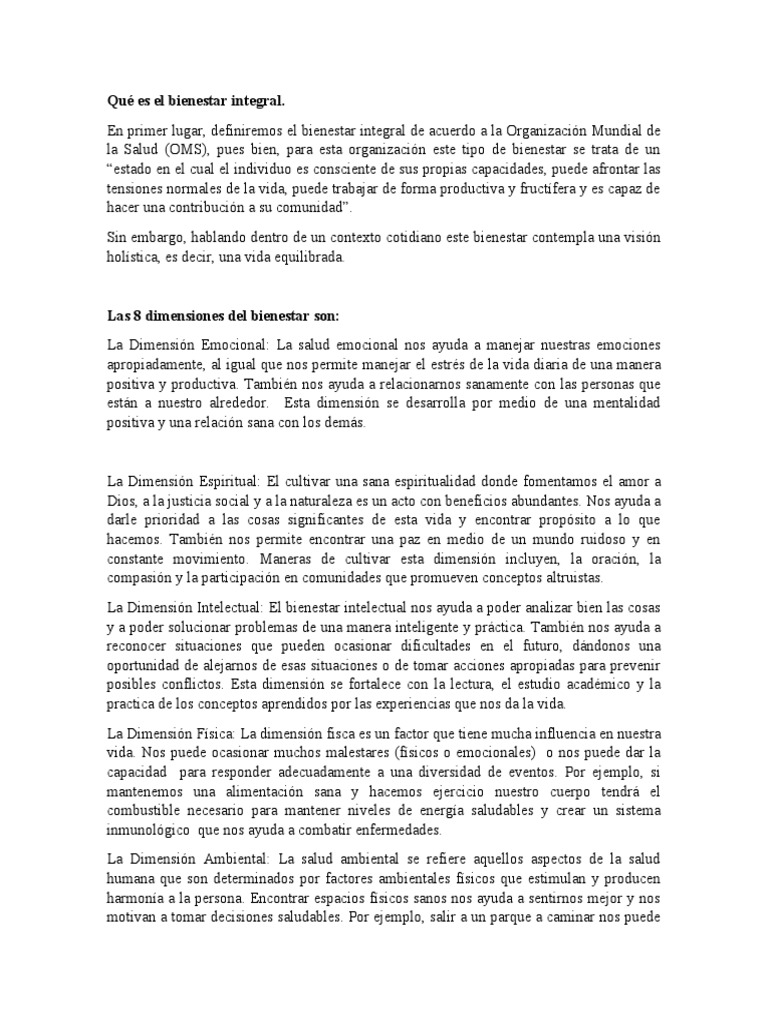 Qué Es El Bienestar Integral | PDF