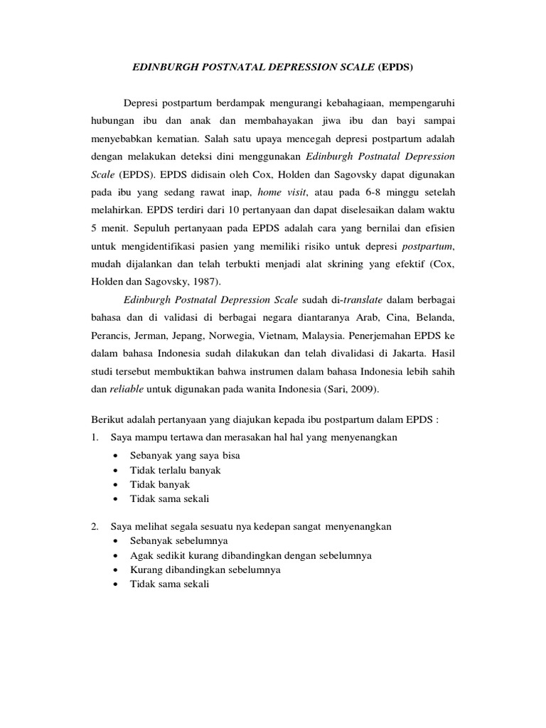 Edinburgh Postnatal Depression Scale Pdf