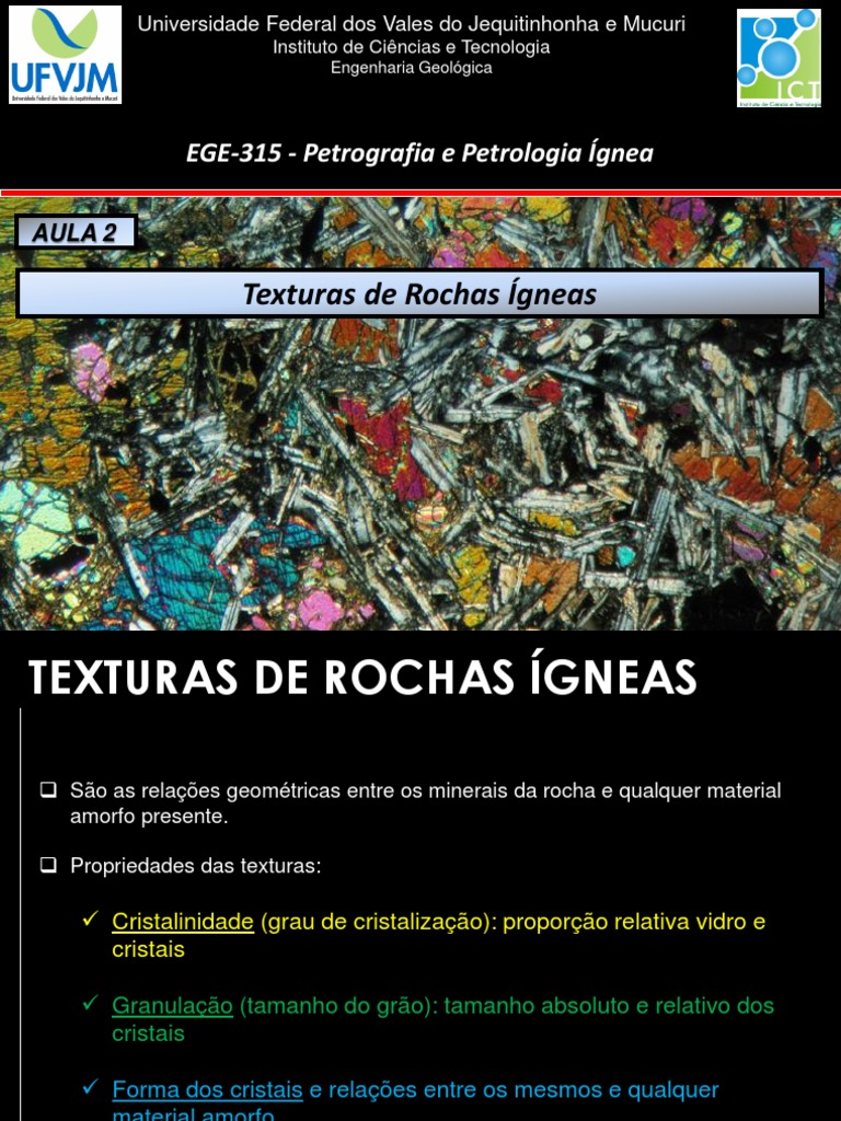 Aula 02 - Texturas de Rochas Ígneas | PDF