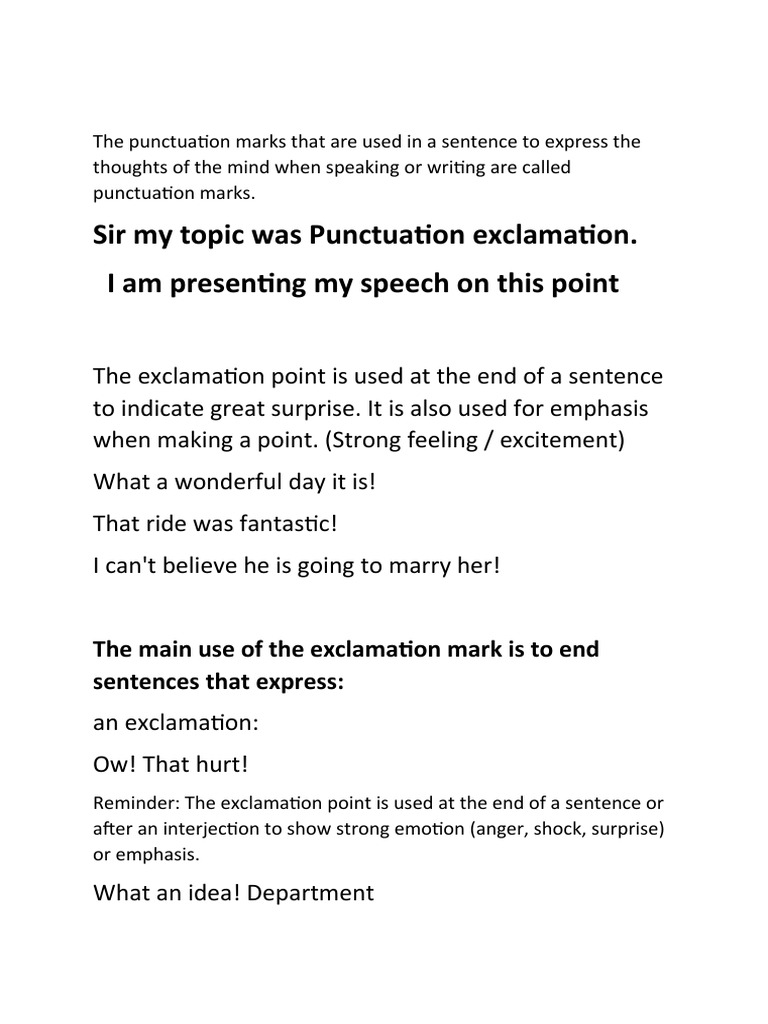 The Punctuation Marks That Are Used in A Sentence To Express The ...