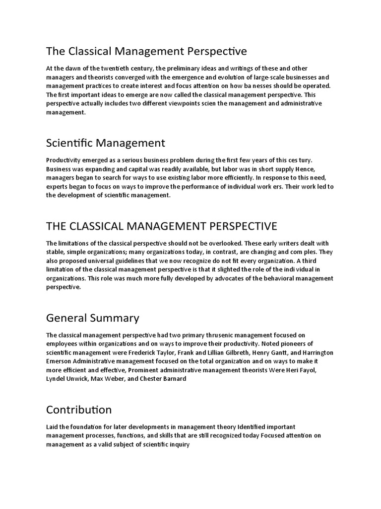 The Foundations of Classical Management Theory: An Analysis of Early ...