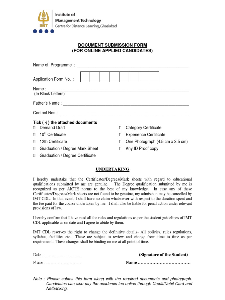 Document Submission Form | PDF