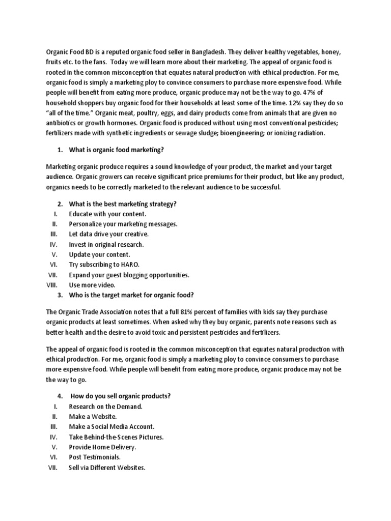 Organic Food BD Is A Reputed Organic Food Seller in Bangladesh | PDF ...