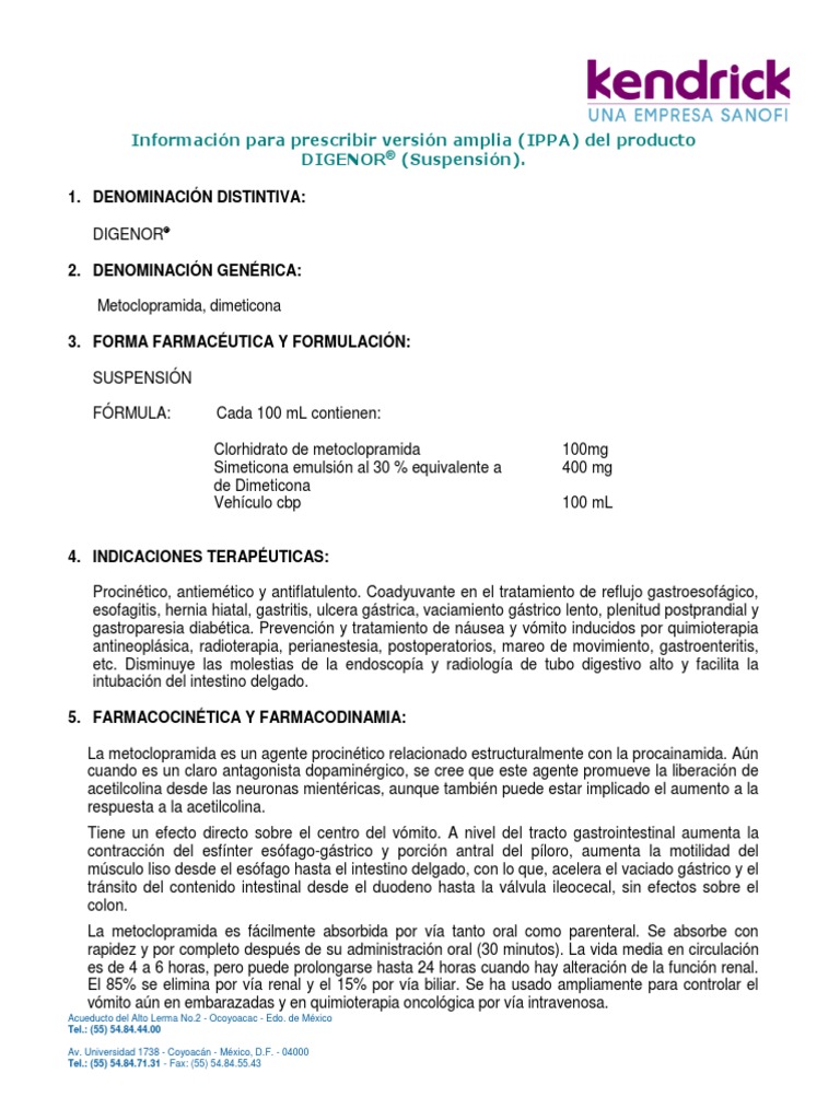 Metoclopramida Dimeticona Digenor Suspension A 27-06-12 | PDF