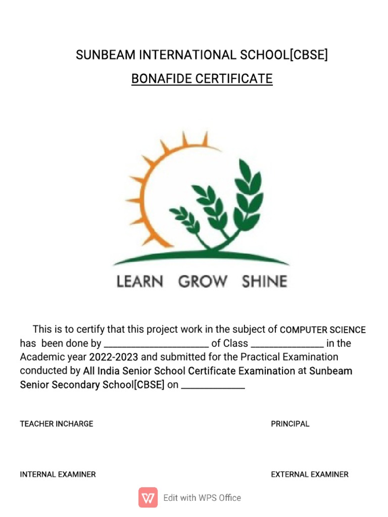 Bonafide Certificate | PDF