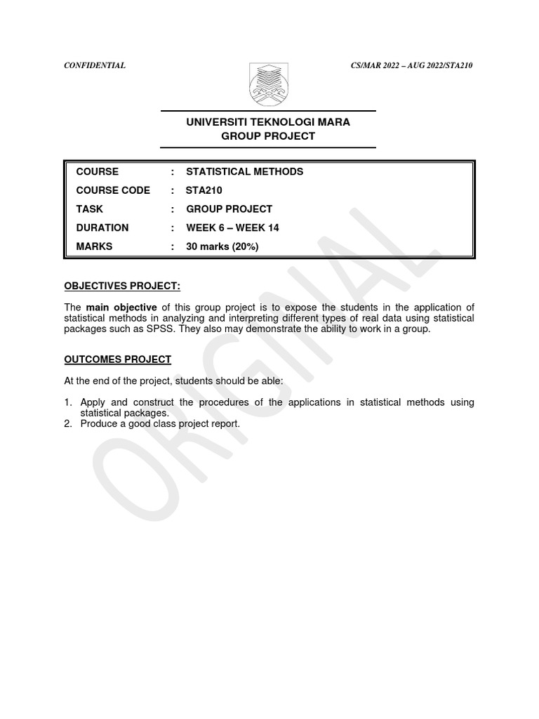 Guidelines - Group Project Report | PDF | Statistics | Data