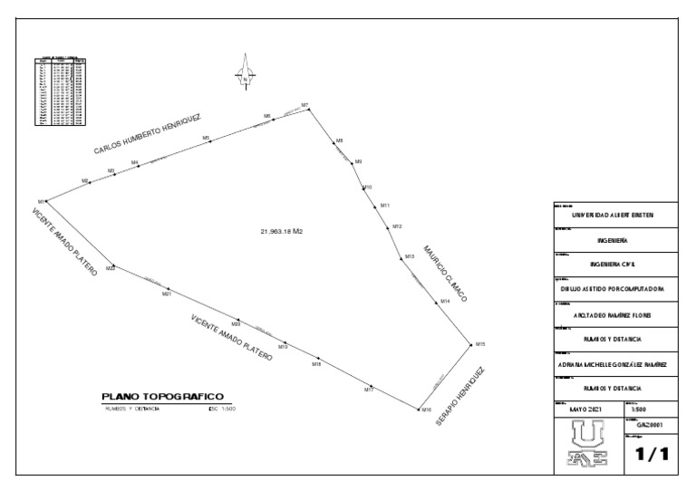 Ejemplo de Rumbos y Distancias en Plano | PDF