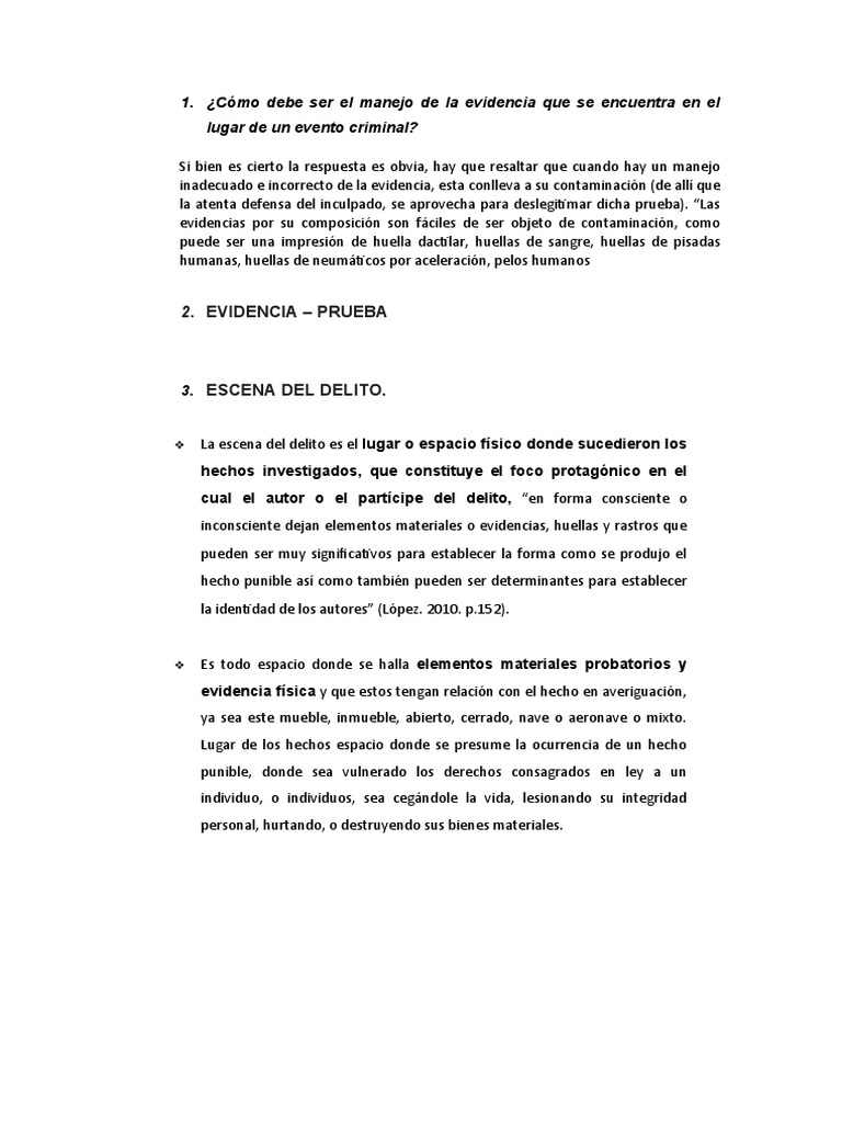 Cómo Debe Ser El Manejo de La Evidencia Que Se Encuentra en El Lugar de ...