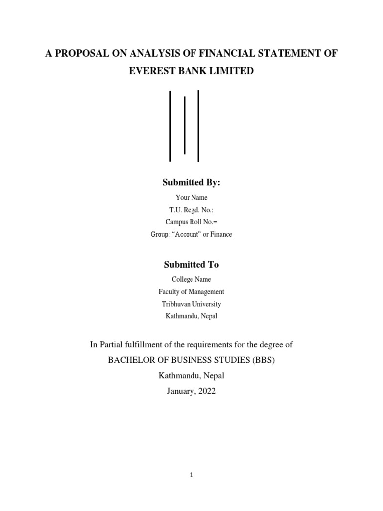 A Proposal On Analysis of Financial Statement of Everest Bank Limited | PDF | Data | Banks